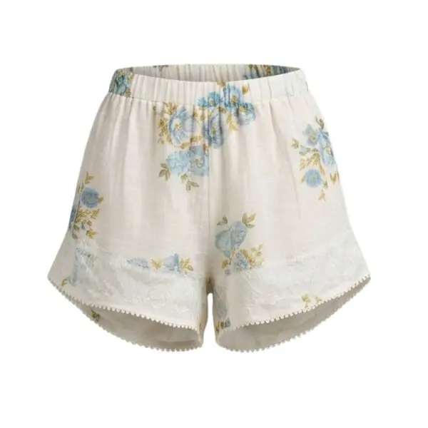 GLAM ON YOU Aveline Floral Lace Trim Shorts
