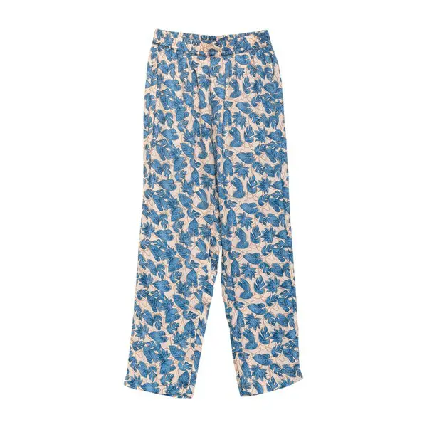 NIZA Printed High-waisted Polyester Pants - Blue
