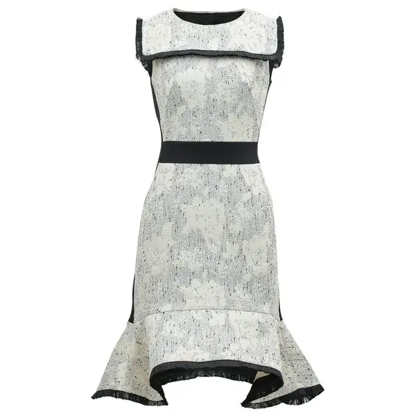 SMART AND JOY Tailored Brocade Dress With Contrasting Braids