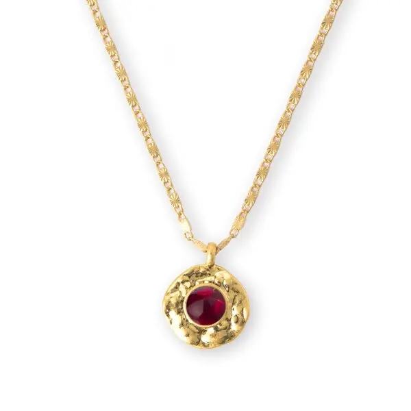 CLASSICHARMS Roaming Venus Gold Ruby Crystal Molten Pendant Necklace - Gold/red