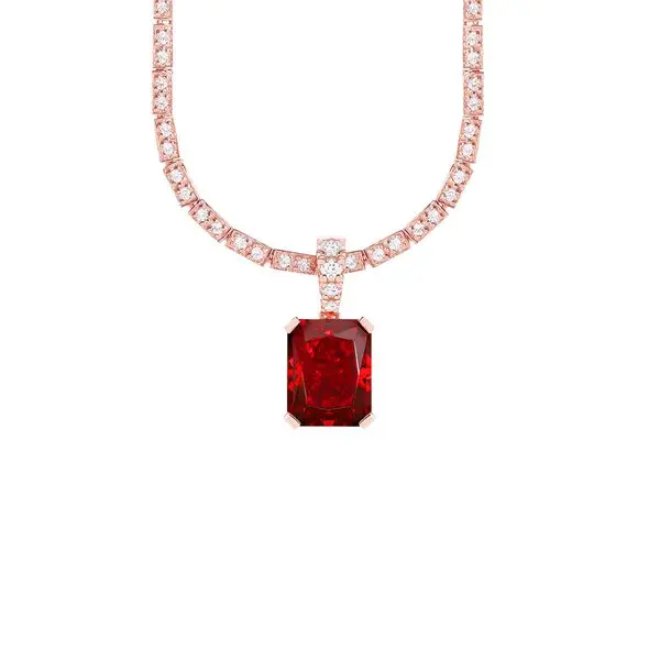 Arte Madrid Artē Madrid Rose Gold Plated Garnet Pendant Necklace - Red