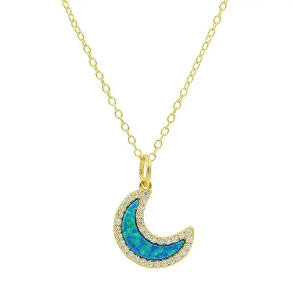KAMARIA Opal Moon Pendant Necklace - Blue