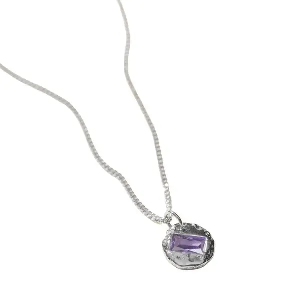 MURU Mini February Birthstone Necklace - Silver