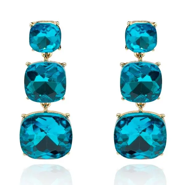 MICHAEL NASH JEWELRY Mackenzie Triple Cushion Drop Earrings - Blue