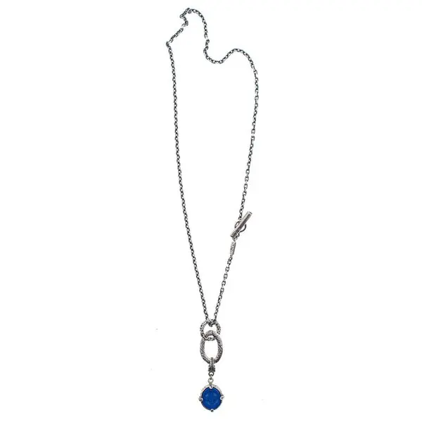 GEM KINGDOM Rebel Rebel Sterling Silver Necklace With Lapis - Blue/silver
