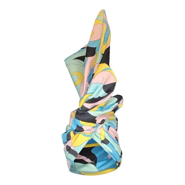 ROMER MILLINERY Twisturban Turban In Mod Cotton Print - Blue