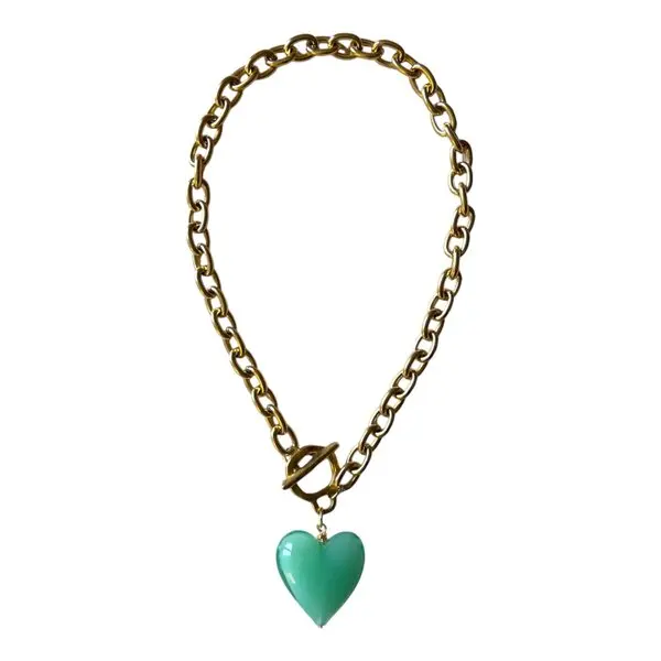 SCCOLLECTION Amore Heart Necklace - Gold/green