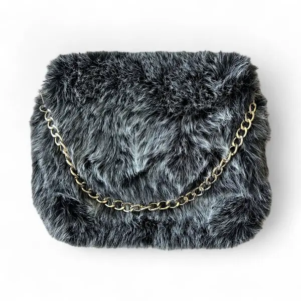 LINDSAY NICHOLAS NEW YORK Arlo Faux-fur Clutch - Black
