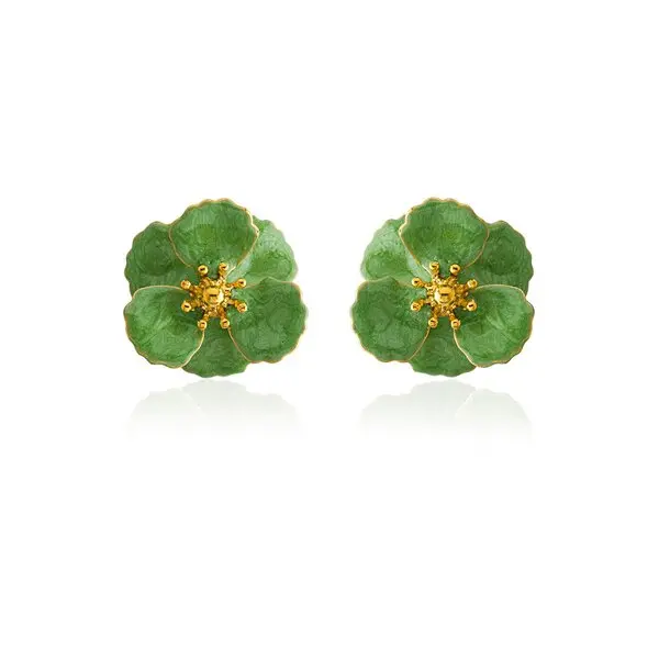 MILOU JEWELRY Light Blossom Flower Earrings - Green