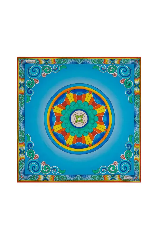 JE TE VEUX Samsaeg Temple Motif Scarf Multicolour - Blue
