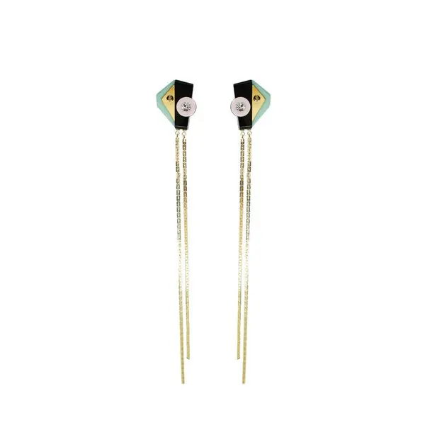 GISSA BICALHO Long Inti Acrylic Dangle Earrings - Green
