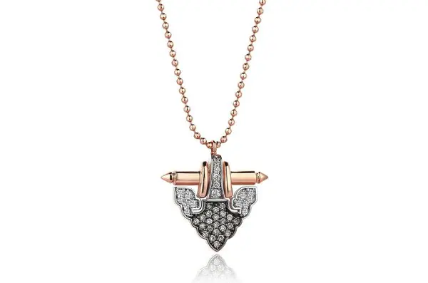 REIS JEWELLERY Grande Horn Necklace - Black/pink