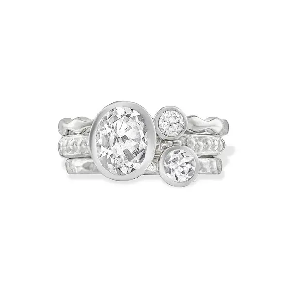 DOWER & HALL Ice Twinkle Stacking Ring Set - Silver