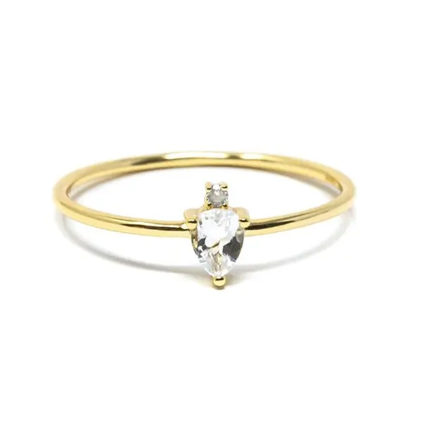 NASI SILVER Pear Atarah Ring - White