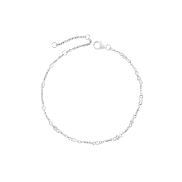 LUCY QUARTERMAINE Skinny Drip White Topaz Anklet - Silver