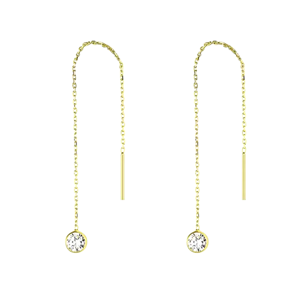 SPERO LONDON Sterling Silver Chain Solitaire Earrings - Gold