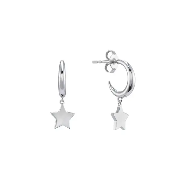 AUREE JEWELLERY Alta Moon Hoop Drop Earrings - Silver