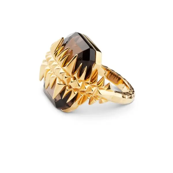 KASUN LONDON Black Sea Glacier Ring With Smoky Topaz - Gold