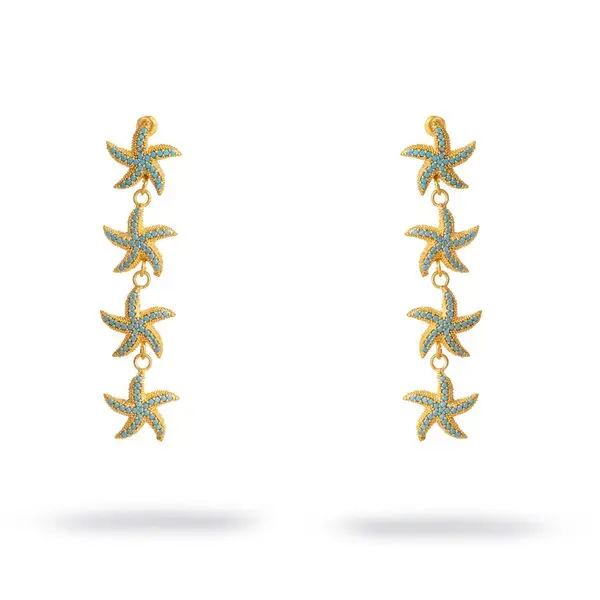 EBRU JEWELRY Starfish Cascade Dangle Earrings - Gold/blue