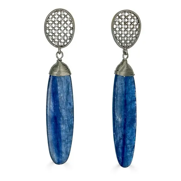 LONI PAUL JEWELRY Kyanite Dangle Earrings - Blue/silver