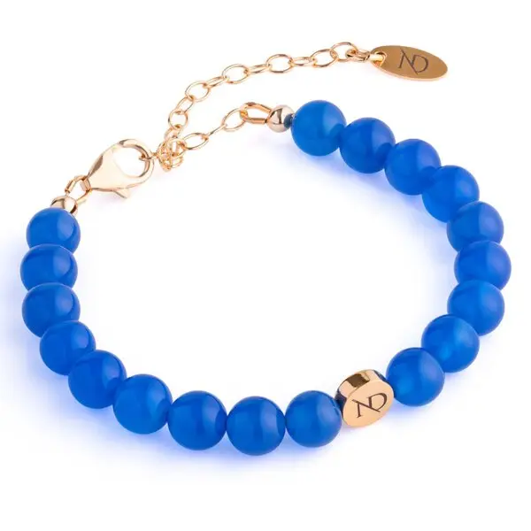 N'DAMUS LONDON Adjustable Agate Gemstone Bracelet - Blue