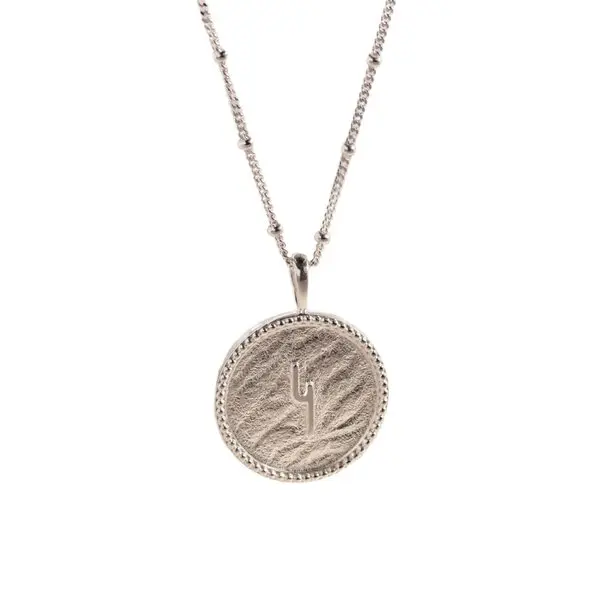 CLAIRE HILL DESIGNS Hope Shorthand Coin Pendant Necklace - Silver