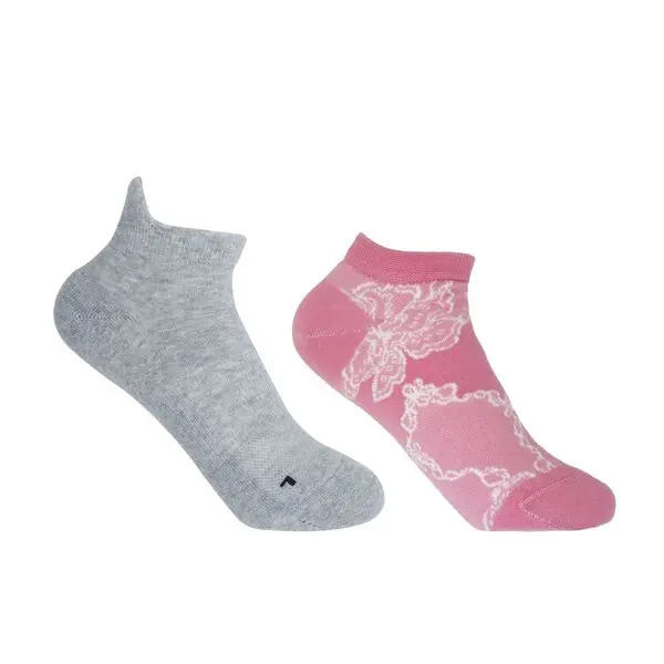 PEPER HAROW - MADE IN ENGLAND Delicate Pink & Organic Sport Grey Trainer Socks Bundle - Gray/pink