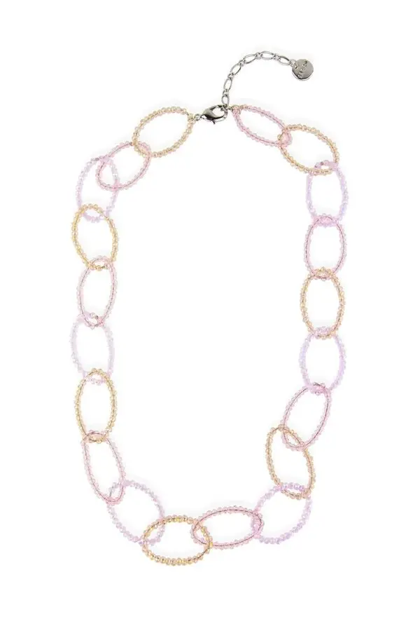 Saachi Sampark Oval Linked Collar Necklace - Pink