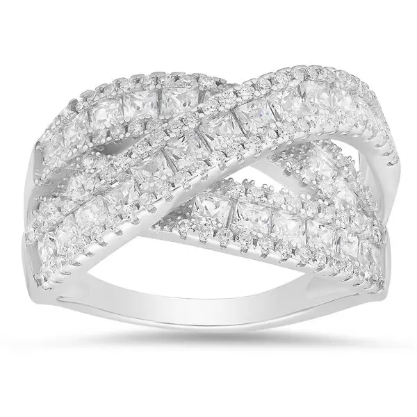 KYLIE HARPER 925 Sterling Crossover Statement Ring - Silver