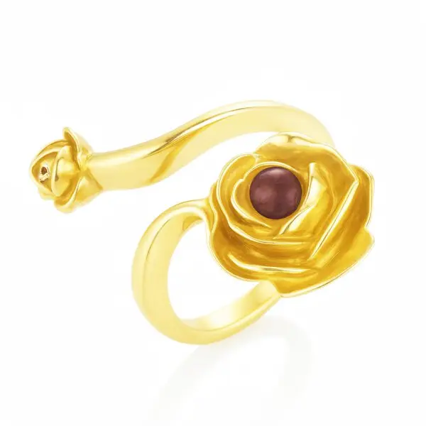 UNALOE Adjustable Sterling Silver Ring With Ruby - Gold/red