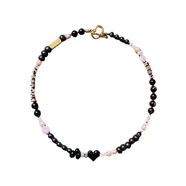 DESERT LOBBY Lovestruck Beaded Necklace - Black/white