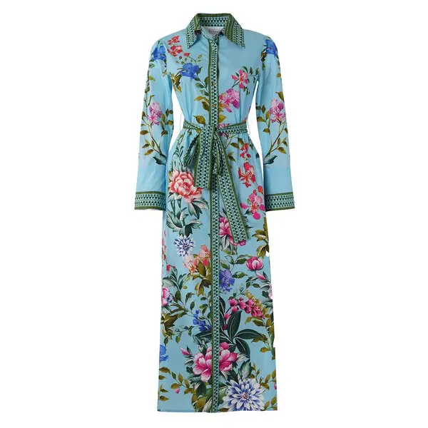 RAISHMA Olea Cotton Midi Dress - Blue