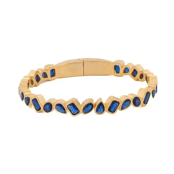 EBRU JEWELRY Sapphire Stone & Gold Majestic Bangle Bracelet - Gold/blue
