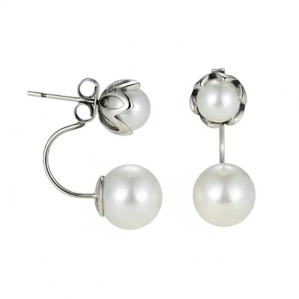 ANGEL BAROCCO Double Side Pearl Earrings - Silver