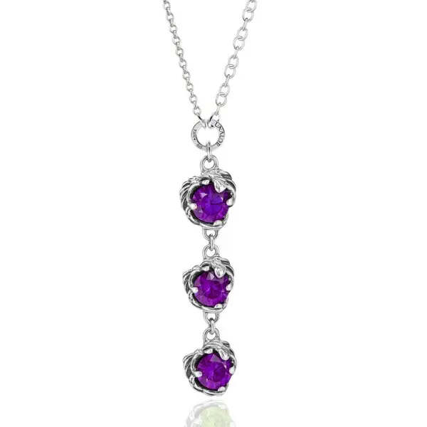 UNALOE Sterling Necklace With Purple Crystal Stones - Silver