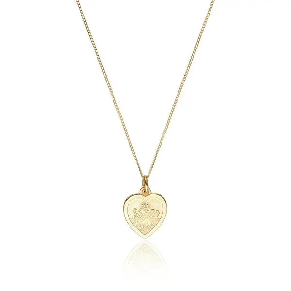 LILY & ROO Heart St Christopher Pendant Necklace - Gold