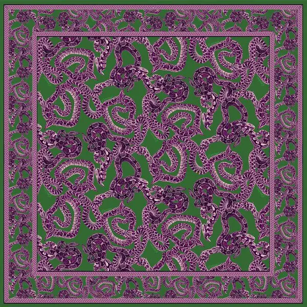MONZLAPUR NEW YORK Pink / Green Small Silk Snake Scarf Magenta X Emerald - Pink/green