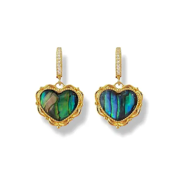 NINEMOO Heart Zircon Earrings - Gold/black