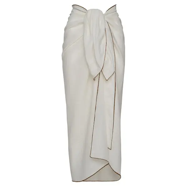 THE SUMMER EDIT Mara Luxe Linen Sarong Ivory - White