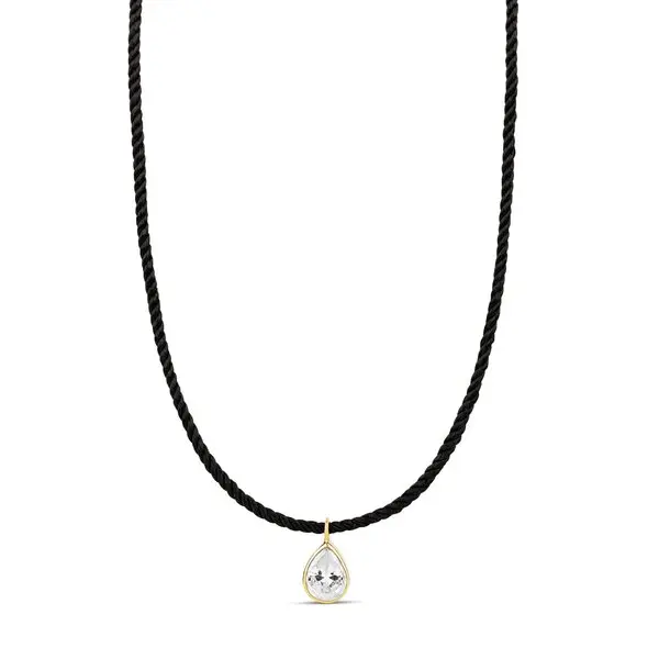 SHYMI Cord Necklace With Pear Zirconia Pendant - Gold