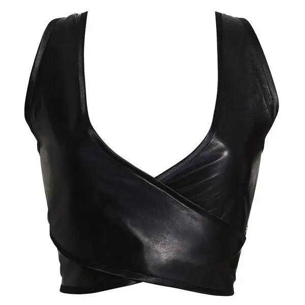 SOMETHING WICKED Lexi Leather Wrap Over Soft Cup Bra - Black