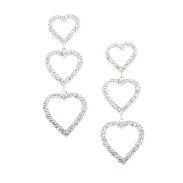 MAISON DE GALA Lola Crystal Heart Drop Earrings - White
