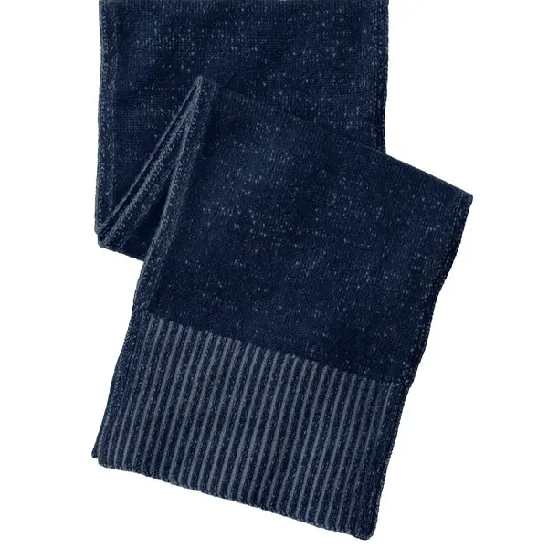 SALTS CASHMERE Scarf With Rib Trim Navy & Denim - Blue