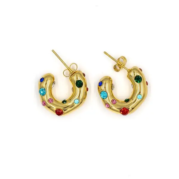 SUPERDIVAJEWELLERY Gemstone Hoop Earrings - Gold