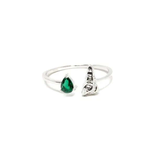NASI SILVER Shell Sedef Ring With Spinel - Green