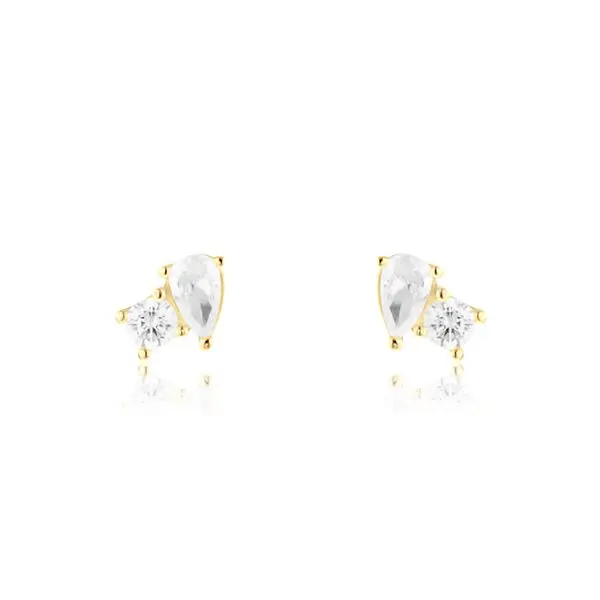 SHYMI Mini Two Stone Stud Earrings - Gold