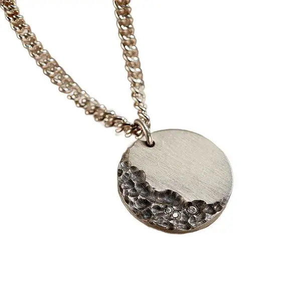 POSH TOTTY DESIGNS Strata Satin Disc Necklace - Silver