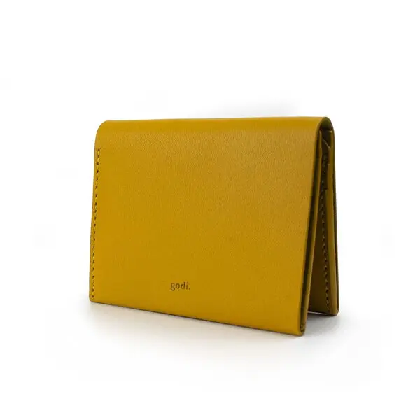 GODI. Handmade Bifold Leather Wallet Amber - Yellow