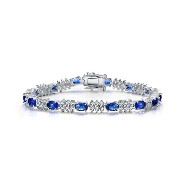 GENEVIVE Sterling Silver With Colored Cubic Zirconia Bracelet - Blue