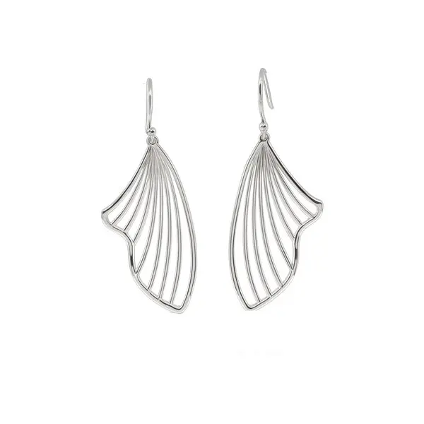 JANUS EDINBURGH Tidal Sterling Fish Fin Drop Earrings - Silver